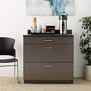 Safco Products 1703AN Modular Hospitality Breakroom Base Cabinet, 3 Drawer, Asian Night Base/Black Top