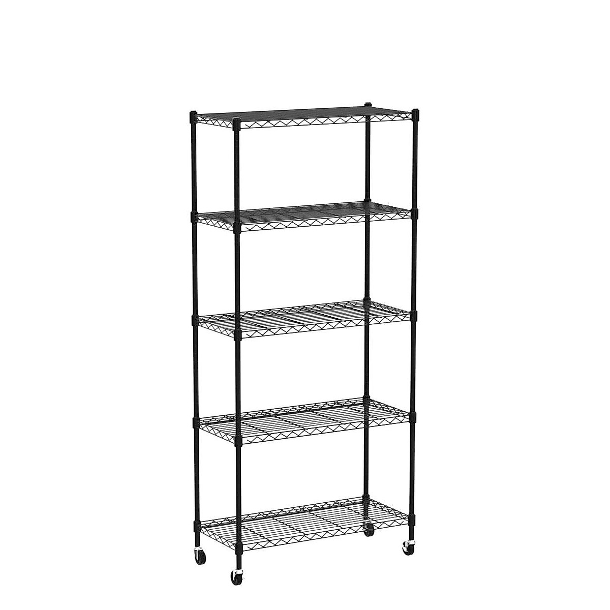 EFINE 5-Shelf Shelving Units and Storage on Wheels with Shelf Liners Set of 5, NSF Certified, Adjustable Carbon Steel Wire Rack for Garage, Kitchen, Office(63H X 30W X 14D)