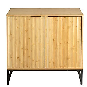 Trnnozu Bamboo 2 Door Cabinet, Buffet Sideboard Storage Cabinet, Buffet Server Console Table, Coffee Bar Accent Cabinets for Dining Room, Living Room, Kitchen, Hallway