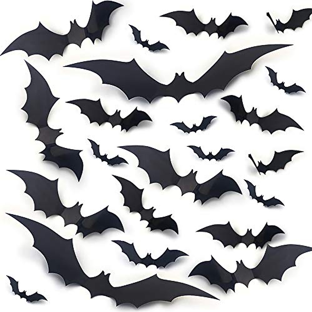 Halloween Bats Wall Decals 77pcs Bat Wall Stickers Halloween 3D Bats for Wall Decoration 4 Size