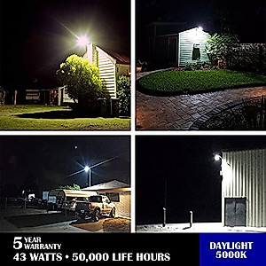 Elitexcel Dusk to Dawn Outdoor Lighting, 43W LED Barn Lights Outdoor, 5000LM 400W Replace Yard Lights, 5000K Daylight Security Area Street Light, 120V Waterproof Garage Parking Lot Flood Light