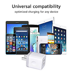 Wall Charger, USB Brick 3Pack 2.1A/5V Dual Port USB Plug Charger Cube Power Adapter Fast Charging Block for iPhone 14 13 12 X 8 7 6 Plus 5S,iPad,Samsung Galaxy S8 S7 S6 Edge,LG,ZTE,Moto,Android Phone