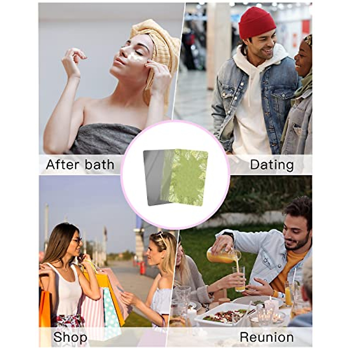 Carosoffe Green Small Compact Mirror for Purse, Boho Leaf Branches Botanical Aesthetic Art Travel Makeup Mirror for Women Men, Rectangular Handheld Compact Pocket Mirror 4 PCS