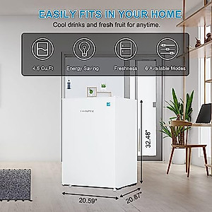 Frestec 4.5 CU' Small Refrigerator, Compact Refrigerator, Mini Fridge, Mini Fridge with Freezer, Door Swing, White (FR 450 WH)