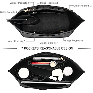 LOUKAYCCI Felt Purse Organizer Insert for Longchamp Le Pliage L Handbag Insert (Large, Black)