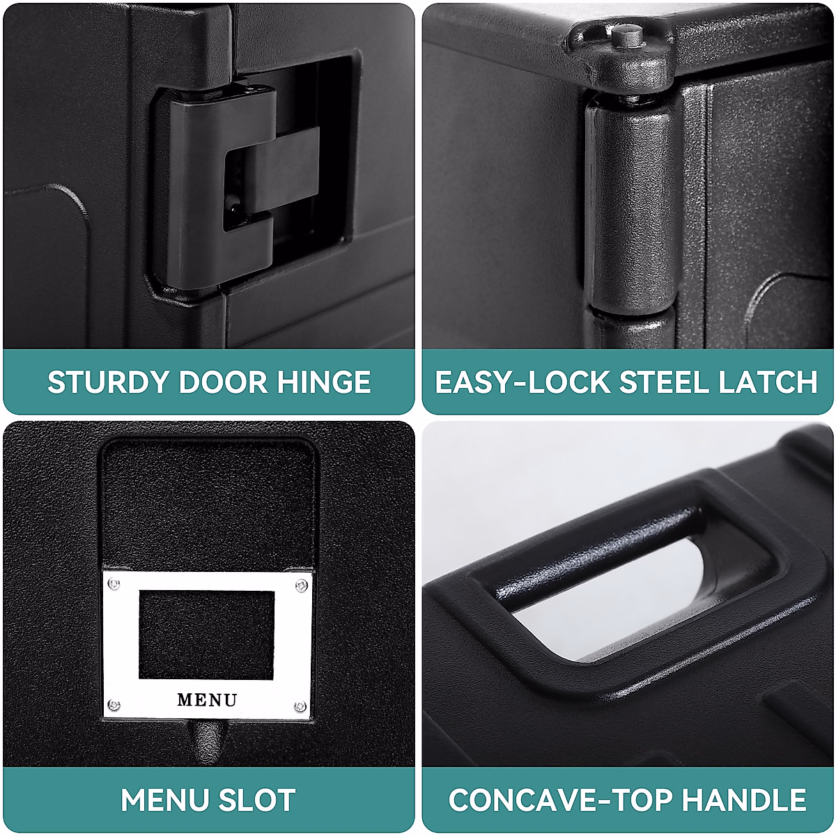 YITAHOME Insulated Food Pan Carrier, 82 Qt LLDPE Hot Box for Catering w/Stainless Steel Pan, Portable Food Warmer Box for 5 Full-Size Pans, Ideal for Restaurant Family Gathering