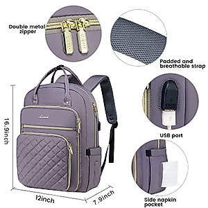 LOVEVOOK Laptop Backpack for Women, Water Resistant Travel Work Backpacks Purse Stylish College Bookbag Business Teacher Nurse Computer Bag with USB Charging Port, Fits 15.6" Laptop