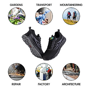 DINGGU Steel Toe Shoes for Men Lightweight Safety Indestructible Work Shoes Comfortable Steel Toe Sneakers Black 9
