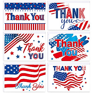Fancy Land Patriotic Thank You Cards with Envelopes American Flag Note Cards for Veterans Memorial Day Voter Election Campaign Supplies 24Pcs