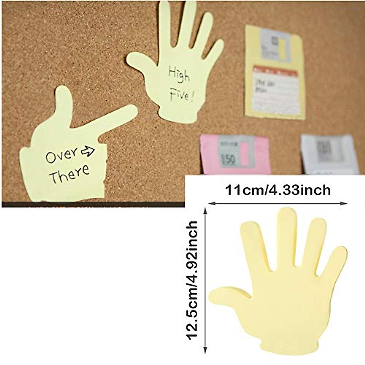 KKMO Fold Write Handy Notes Hand Shaped Sticky Notes Sticker 90 Sheets (Yellow Handy)