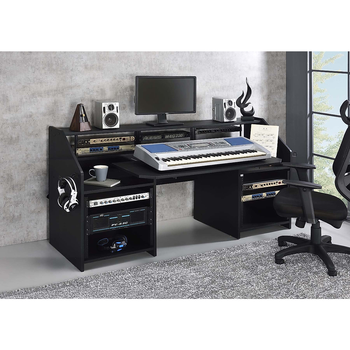 Acme Wooden Music Desk with Side Hook in Black
