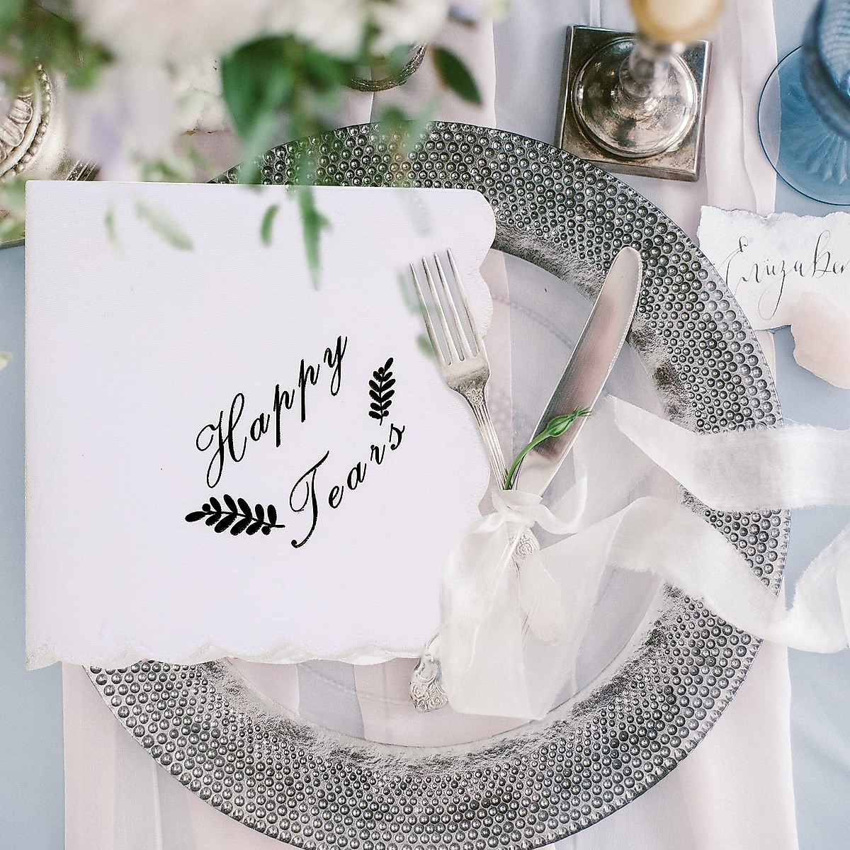 Newwiee 50 Pcs Wedding Handkerchief Wedding Gifts Happy Tears Handkerchief for Wedding Day Wedding Fun Gifts