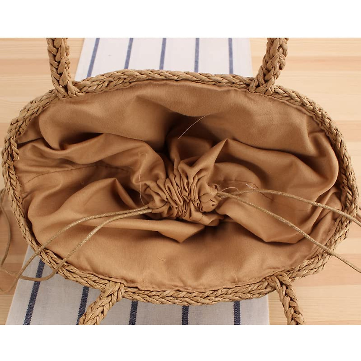 Straw Beach Bag for Women Summer Woven Tote Bag Rattan Hobo Bohemian Vacation Bags Waterproof Sandproof (beige)