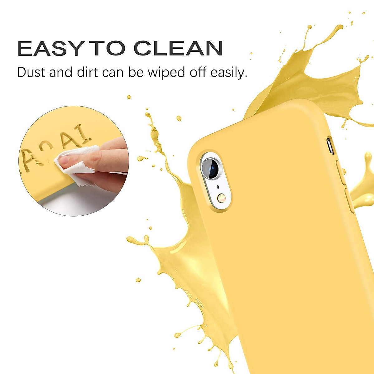 BENTOBEN for iPhone XR Cases, Liqud Silicone Gel iPhone XR Phone Case with Anti-Slip Microfiber Lining Hard Back Rubber Bumper Shockproof Full-Body Protective Case Cover for iPhone XR 6.1", Yellow