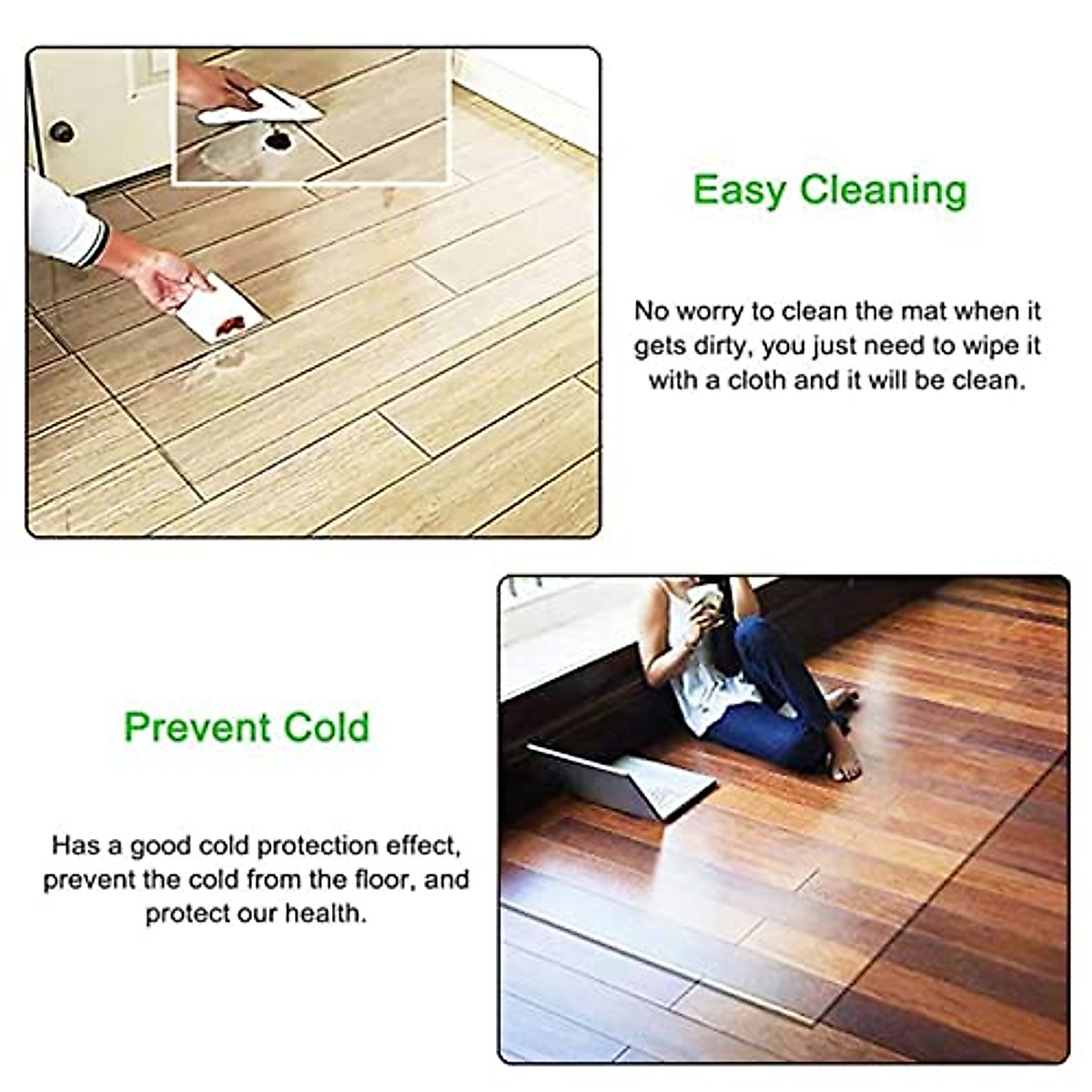 Clear PVC Desk Chair Mat 2mm PVC Clear PVC Floor Protector Mat, Chair Mats with Non-Slip for Hard Floors Transparent PVC Mats Rectangle Floor Protector Mat Waterproof,60/70/80/90/100/110/120/130/140/