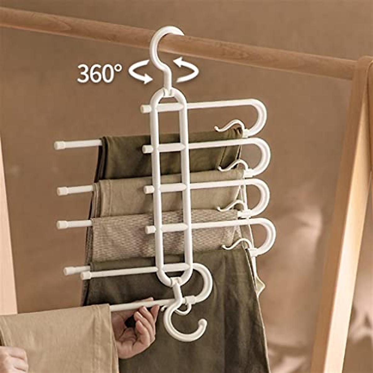 IULJH Multi-Layer Hanger Hanging Pants Storage Artifact Multi-Functional Pants Rack Folding Magic Pants Clip