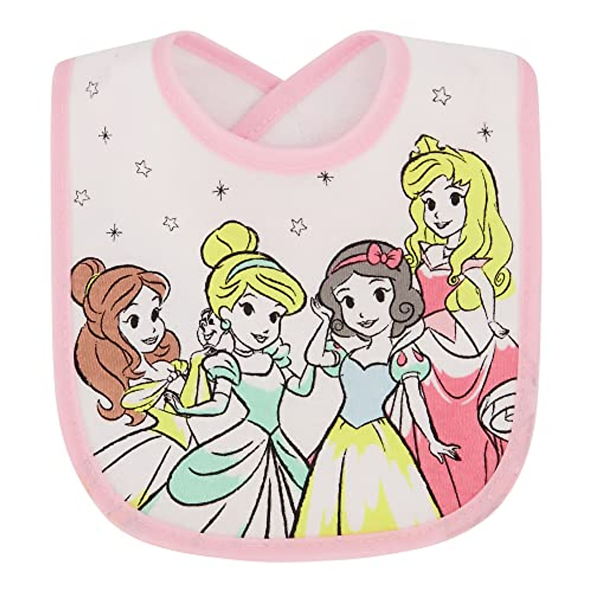 Disney Princess 7-Pack Magical World Baby Bibs, Lightweight Feeding Teething & Drooling Infant and Toddler Cloth Bib