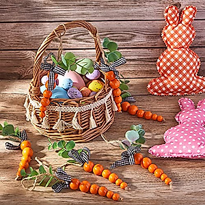 20 Pcs Wooden Bead Carrots Rustic Beaded Carrots Easter Decor for Tiered Tray Farmhouse Spring Tray Filler Easter Carrot Hanging Ornaments for Easter Spring Home Kitchen Decorations
