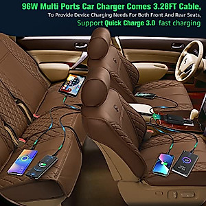 Multi Ports USB Car Charger, 96W 6 Port QC3.0 Fast Car Charger Adapter Multiple Ports, with Four Quick Charge 3.0 Port, 12V-24V Multi Device Cigarette Lighter for Smart Phone & Tablets Charging