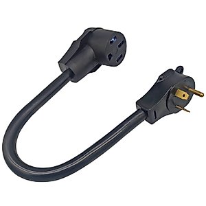 Fullsky FC-EVTT45 Male Generator RV 3 Prong Plug to Female 4 Prong 14-50R Receptacle 3 Prong to 4 Prong EV Charge Adapter Cord NEMA TT-30P to 14-50R 30A to 50A Output 30Amp 125Volt(Only for EV use)