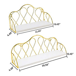 Superbpag Floating Shelves Wall Mounted Set of 2, Bathroom Decor, Wall Shelf for Bedroom, Living Room, Kitchen, Laundry Room Storage, Gold