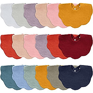 Xtinmee 18 Pcs Muslin Baby Bibs Bulk Baby Bandana Drool Teething Bibs Lap Shoulder Burp Bibs Absorbent Soft Cotton Unisex for Boys Girls Toddler Infant, Solid Colors (Lovely Style)