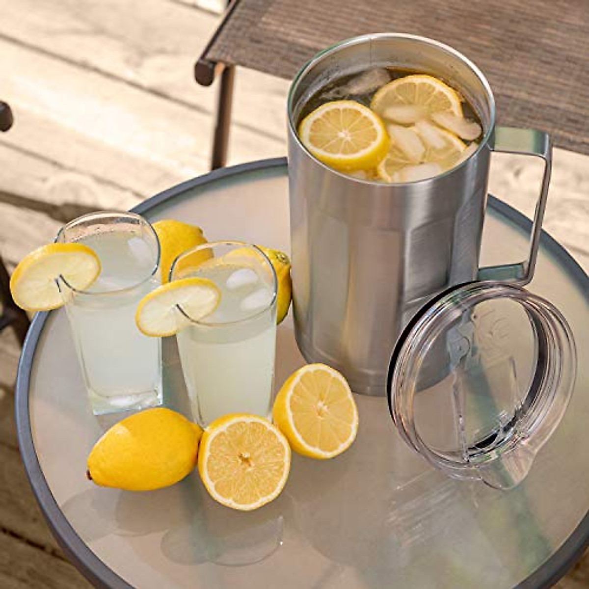 XPAC 84-Ounce Sweat-Free Beverage/Water Pitcher with Lid, Stainless Steel, Vacuum Insulated, Keeps Drinks Cold For Hours