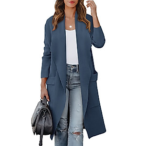 ANRABESS Women's Long Cardigan Sweater 2025 Fall Fashion Casual Oversized Knit Open Front Coatigan Jacket Coat Trendy Outfits Deep Blue Small