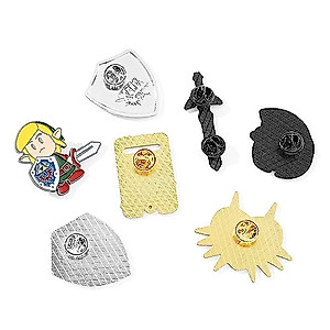 Zelda Game Enamel Pin Set - Zelda Gaming Collectible 7Pcs Shield and Sword Lapel Pins, Cosplay Brooch Gift for Women Men Game Lover