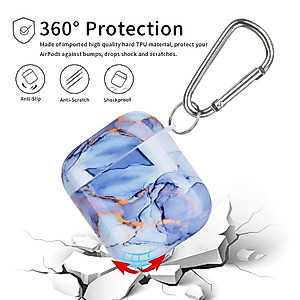 QINGQING Compatible with AirPods Case, 3 in 1 Cute Printed Design Airpods Protective Hard Case Cover Portable & Shockproof Women Men with Keychain for Airpods 2/1 Charging Case