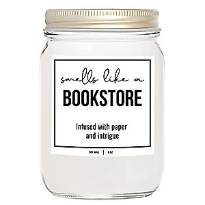 YouNique Designs Bookstore Candle - Soy Candles for Home Scented Book Lovers Gifts, Funny Book Candles Gifts for Women, 8 oz, Gifts for Book Lovers Scented Candles