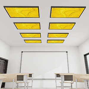 AFWADFWA Decorative Fluorescent Light Covers for Ceiling Lights Yellow Gold Oil Paint Abstract Oil Paint Yellow Gold Oil Paint for Light Covers for Ceiling Lights Classroom Office Home Decor 4 x 2 ft