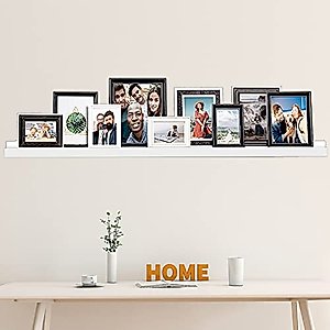 Ochoice Floating Picture Ledge Shelf - 72 inch White Photo Shelves with Lip, Long Wood Bookshelf for Living Room, Bedroom, Nursery, Wall Decor