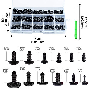 Safety Eyes and Noses, 462Pcs Black Plastic Stuffed Crochet Eyes with Washers for Crafts