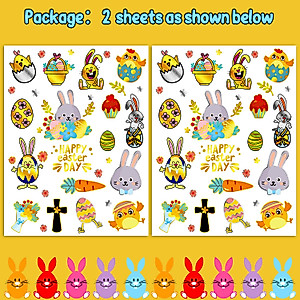 34 Metallic Glitter Styles Easter Temporary Tattoos for Kids, Easter Eggs Decorations Party Supplies Favors, Easter Tattoos Stickers for Boys and Girls (2 Sheets)