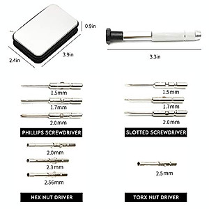 Precision Screwdriver Set, Eyeglass repair kit with 10-style screwdrivers/nose pads/4 in 1 portable screwdrivers/ear hook/tweezer for eyeglasses sunglass watch calculator (with 70-style screws)
