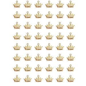 Ruwado 30 Pcs Tiara Charm Mini Metal Vintage Cute Jewelry Pendant for DIY Making Necklace Bracelet Necklace Jewelry Making Crafting Accessories Earring Zippers (Gold)