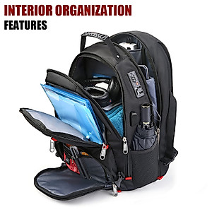 STAR CLOUD Basic Model Extra Large 50L Travel Laptop Backpack with Anti-Theft Lock and TSA Approved 17.3 Inch Compartment - Water Repellent, Lightweight Bookbag with USB Charging Port for Men, Women, College and School