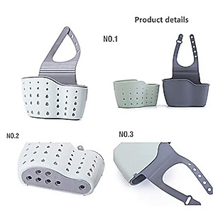 Ahn'Qiraj 2Pcs Sink Hanging Sponge Holder Kitchen Caddy Sponge Drain Holder for Sink Hanging Ajustable Strap Silicone Sponge Caddy Drain Holes For Kitchen Organizer Sink Accessories (Blue/Pink)