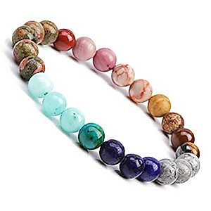 Natural Stone Beads 100pcs Round Genuine Real Stone Beading Loose Gemstones Hole Size 1mm DIY Smooth Bead for Bracelet Necklace Earrings Jewelry Making (Natural Stone Beads Multicolor, 8mm)