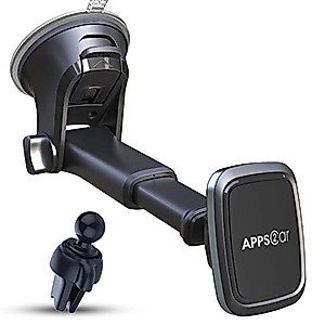 Car Phone Mount Magnetic,APPS2Car Dashboard,Windshield and Air Vent Mount,Phone Holder for Car,Universal Magnetic Phone Car Mount with Powerful Suction Cup,Built-in Strong 6 Magnets for all CellPhones