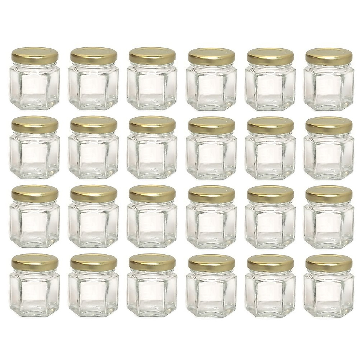 nicebottles Hexagon Glass Jars, Mini Hex Jars 1.5 Oz - Case of 24