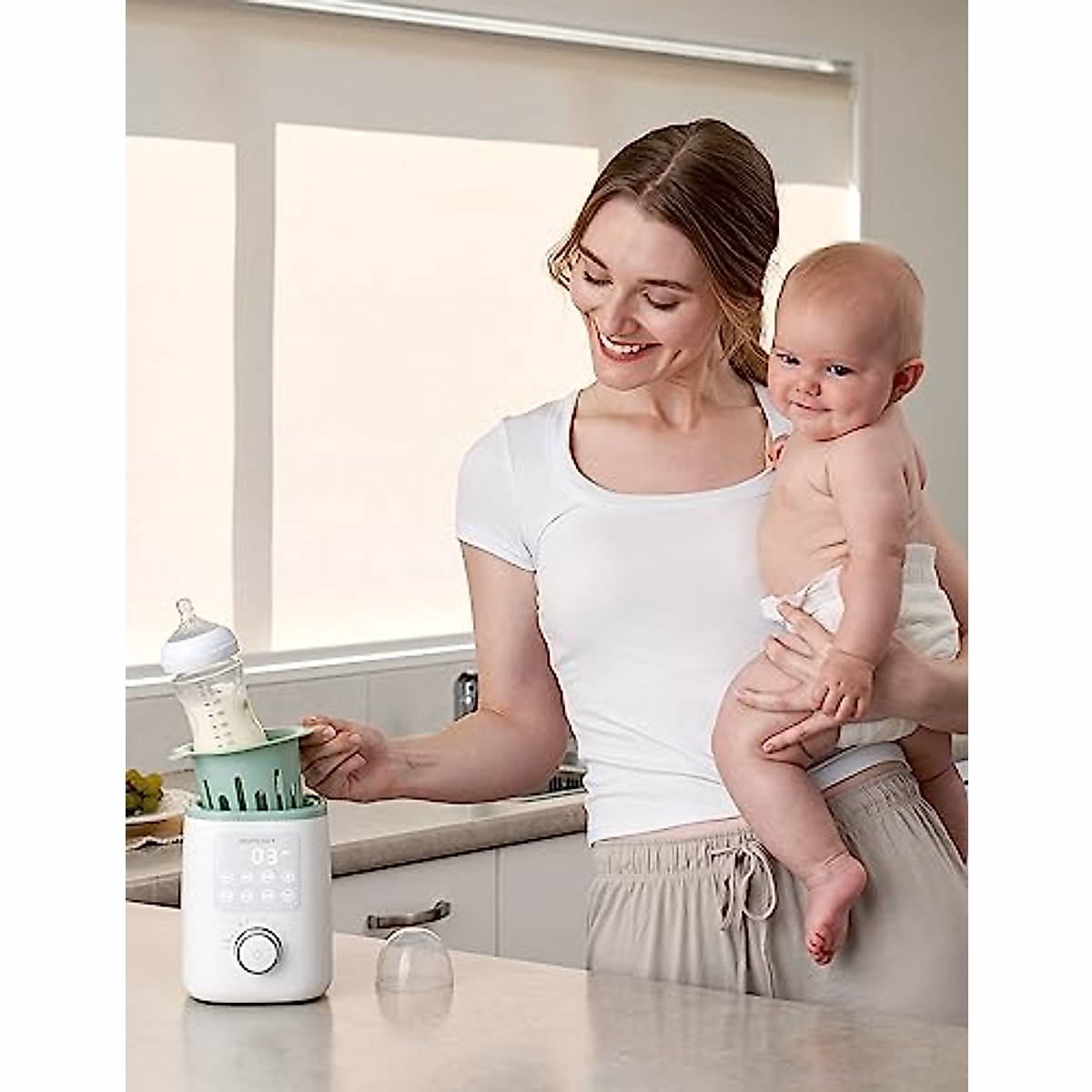 Momcozy Nutri Bottle Warmer, 9-in-1 Baby Bottle Warmer with Night Light, Accurate Temperature to Preserve Fullest Nutrients in Breast Milk, Bottle Warmers for All Bottles with Breastmilk or Formula