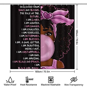 APOJDSN African Black Women Bathroom Shower Curtain Sets with Rugs, Black Girl Shower Accessories and Bathroom Decor,70.9'' Length 4-Piece Set - 1 Shower Curtain & 3 Toilet Mat and Lid Cover