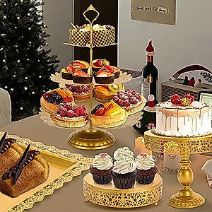 5 Pieces Gold Cake Stand Set Metal Cupcake Tray Tea Party Dessert Rack for Wedding Birthday Baby Shower Party Home Decoration Items