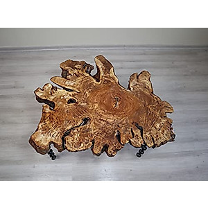 Live Edge Olive Tree Root Amazing Naturally Form Wood Slab, Big Coffee Table 79X 77 cm (Handmade)