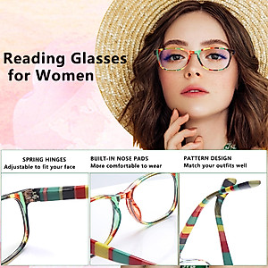 CLASAGA Reading Glasses for Women, Pattern Print Blue Light Blocking Stylish Readers with Spring Hinges (pattern design, 1.25, multiplier_x)