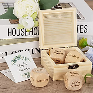 5th Anniversary Wood Gifts for Him, 5 Year Anniversary Wooden Date Night Dice Gifts for Her, 5th Anniversary Wedding Gifts for Wife, Couple Gifts for Him and Her, 5th Anniversary Happy Gift for Couple