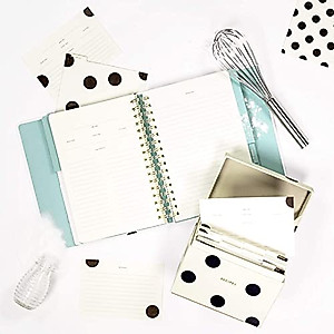 Kate Spade New York Recipe Book with 7 Tabbed Sections and Recipe Card Sleeves, Deco Dot