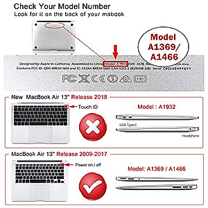 iCasso for MacBook Air 13 inch Case (Release 2010-2017 Older Version), Plastic Hard Shell Protective Case & Keyboard Cover Only for MacBook Air 13 Inch Model A1466/A1369 - River Sand